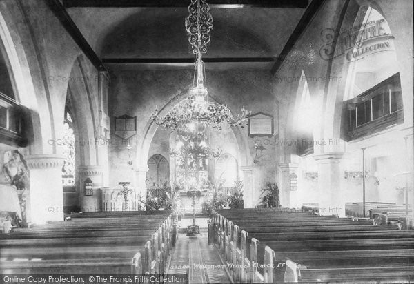 Photo Of Walton On Thames Church Interior 1903
